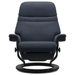 Relaxsessel stressless "Sunrise" Sessel Gr. Leder PALOMA, PowerTM Leg & Back-mit Akku-Classic Base Schwarz, Relaxfunktion-Drehfunktion-Integrierte Fußstütze-PlusTMSystem, B/H/T: 88cm x 103cm x 78cm, blau (oxford blue paloma) elektrisch verstellbar, optional 2-motorisch, Größe M & L