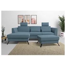 Sit & More Ecksofa SIT & MORE "Olsen L-Form" Sofas Gr. B/H/T: 261cm x 88cm x 172cm, Flachgewebe, Recamiere links, mit Bettfunktion-mit Bettkasten-mit Sitztiefenverstellung, blau (pacific) inklusive Sitztiefenverstellung, wahlweise mit Bettfunktion, 15cm hoch