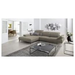 Ecksofa W.Schillig "levi" Sofas Gr. B/H/T: 344cm x 80cm x 207cm, Flachgewebe S22, Longchair links, mit Kopfteilverstellung-mit Armlehnenverstellung-ohne Sitztiefenverstellung, schwarz (pepper s22) inklusive Kopfstützenverstellung & Seitenteilverstellung, Breite 344cm