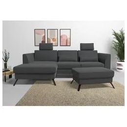 Sit & More Ecksofa SIT & MORE "Olsen L-Form" Sofas Gr. B/H/T: 261cm x 88cm x 172cm, Flachgewebe, Recamiere links, mit Bettfunktion-mit Bettkasten-mit Sitztiefenverstellung, grau (anthrazit) inklusive Sitztiefenverstellung, wahlweise mit Bettfunktion, 15cm hoch