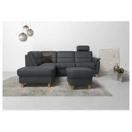 Ecksofa Home Affaire "Palmera L-Form" Sofas Gr. B/H/T: 236cm x 89cm x 212cm, NaturLEDER, Ottomane links, mit Bettfunktion-mit Bettkasten, schwarz Federkern, wahlweise mit Bettfunktion und mitohne Stauraum