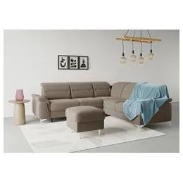 Sit & More Ecksofa SIT & MORE "Sinatra L-Form" Sofas Gr. B/H/T: 251cm x 85cm x 231cm, Luxus-Microfaser Paris, langer Schenkel rechts, Mit Kopfteilverstellung-Mit Armteilfunktion-Mit Bettfunktion-Mit Schubkasten, grau (taupe) optional mit Kopfteilverstellung und Armteilfunktion