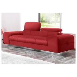 2-Sitzer COTTA "Chef" Sofas Gr. B/H/T: 196cm x 72cm x 105cm, Kunstleder SOFTLUX, mit Kopfteilverstellung, rot 2-Sitzer mit eleganter Steppung, Bodenfreiheit 12,5 cm