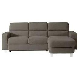 Ecksofa Alina "Ilana" Sofas Gr. B/H/T: 281cm x 90cm x 167cm, Struktur TTA, Recamiere rechts, ohne Funktion, braun (braun tta 14) wahlweise mit Bettfunktion und Stauraum