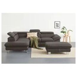 Ecksofa COTTA "Driver L-Form" Sofas Gr. B/H/T: 268 cm x 73 cm x 214 cm, NaturLEDER, Ottomane links, mit Kopfteilverstellung-ohne Bettfunktion und Bettkasten, braun (cacao) mit Kopfteilverstellung, wahlweise Bettfunktion