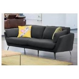 2-Sitzer W.Schillig "softy" Sofas Gr. B/H/T: 183cm x 79cm x 93cm, Longlife Xtra-Leder Z59, schwarz (schwarz z59) mit dekorativer Heftung im Sitz, Füße pulverbeschichtet