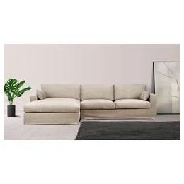 Ecksofa LeGer Home by Lena Gercke "Sölve L-Form" Sofas Gr. B/H/T: 320cm x 86cm x 175cm, Material, Recamiere links, beige (creme) mit optischer Husse, weicher Sitzkomfort