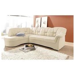 Ecksofa DOMO collection "Papenburg L-Form" Sofas Gr. B/H/T: 241cm x 84cm x 178cm, Kunstleder SOFTLUX, Ottomane links, mit Bettfunktion, beige (creme) mit Ottomane, wahlweise Bettfunktion