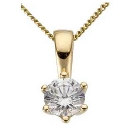 Ketten-Anhänger Firetti "Schmuck Geschenk Gold 750 Halsschmuck Anhänger Halskette Solitär" Schmuckanhänger Gr. 0,5 ct P2 = erkennbare Einschlüsse, Gelbgold 585-Diamanten, 0,85 g, goldfarben (gelbgoldfarben, gw=getöntes, weiß) Damen mit Brillant in Krappenfassung