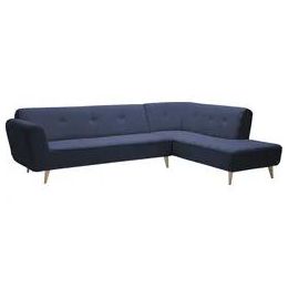 Ecksofa Tom Tailor HOME "New Wave Chic" Sofas Gr. B/H/T: 261cm x 81cm x 181cm, Bouclé SCO, Ottomane rechts, blau (blue sco 46) Breite 261 cm, Tiefe 181 cm