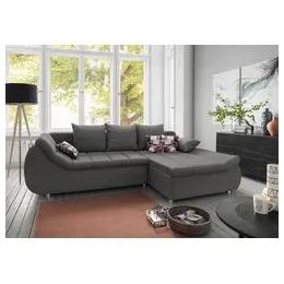 Ecksofa Inosign "Imola L-Form" Sofas Gr. B/H/T: 270cm x 90cm x 170cm, Struktur fein, Armlehne links-Bettfunktion links-Recamiere rechts, grau (anthrazit) auch mit Bettfunktion