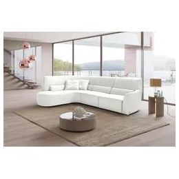 Ecksofa Egoitaliano "Puffy" Sofas Gr. B/H/T: 330cm x 88cm x 205cm, Leder BULL, Ottomane links, Ohne Relaxfunktion, weiß mit Ottomane, wahlweise und ohne elektrischer Relaxfunktion