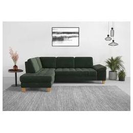 Sit & More Ecksofa SIT & MORE "Westham L-Form" Sofas Gr. B/H/T: 261cm x 88cm x 179cm, Struktur weich, Ottomane links, ohne Federkern-ohne Bettfunktion-ohne Armteilverstellung-ohne Sitztiefenverstellung-ohne Stauraum, grün (jungle) mit Ottomane, oder ohne Bettfunktion, Bettkasten, Verstellung