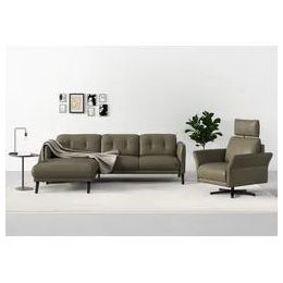 Sit & More Ecksofa SIT & MORE "Scandia L-Form" Sofas Gr. B/H/T: 269cm x 82cm x 183cm, Microfaser, Recamiere links, Ohne Kopfteilverstellung-Ohne Armteilfunktion-Mit schwarzen matten Metallfüßen, grün (oliv) Wahlweise mit Kopfteilverstellung und Armteilfunktion