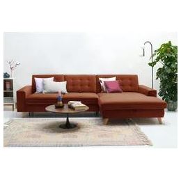 Ecksofa Tom Tailor HOME "Nordic Shift Chic" Sofas Gr. B/H/T: 308cm x 86cm x 180cm, Samtstoff TSV, Recamiere rechts, ohne Bettfunktion und Bettkasten, braun (copper tsv 22) wahlweise mit Bettfunktion und Bettkasten