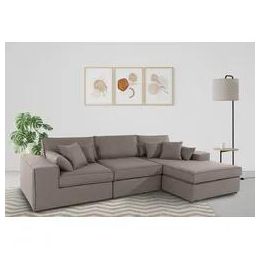 Ecksofa RAUM.ID "Florid L-Form" Sofas Gr. B/H/T: 280cm x 75cm x 162cm, Struktur fein, Ottomane rechts, beige (natur) 3 Teile, bestehend aus Modulen, viele Bezugsqualitäten, auch in Cord