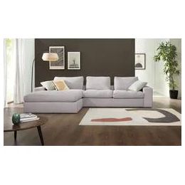 Ecksofa Alina "Sandy" Sofas Gr. B/T: 326cm x 180cm, Cord GCT, Recamiere links, grau (platingrau gct 49) mit Recamiere, in modernem Cordstoff