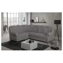 Ecksofa Home Affaire "Boston L-Form" Sofas Gr. B/H/T: 266 cm x 102 cm x 216 cm, Microfaser bedruckt, langer Schenkel rechts-Bettfunktion rechts, Mit Bettfunktion-mit Schubkasten, silberfarben (silver) Gemütliches Ecksofa mit hoher Rückenlehne in klassischem Design