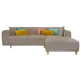 Ecksofa Andas "Maroon L-Form" Sofas Gr. B/H/T: 285cm x 82cm x 191cm, Struktur fein, Recamiere rechts, Inklusive 7 Zierkissen, beige in skandinavischem Design, mit losen Kissen