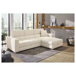 Jockenhöfer Ecksofa JOCKENHÖFER GRUPPE "San Remo L-Form" Sofas Gr. B/T: 297cm x 110cm, Cord, Ottomane beidseitig montierbar, beige (hellbeige1) Bettfunktion, Relaxfunktion, Bettkasten, Ottomane links oder rechts