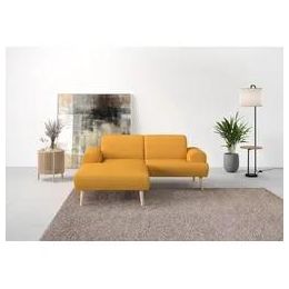 Ecksofa Andas "Swift L-Form" Sofas Gr. B/H/T: 192cm x 83cm x 176cm, Struktur, Recamiere links, gelb (curcuma) Federkern-Polsterung, BTH: 19283176 cm