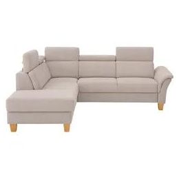 Ecksofa Home Affaire "Conville L-Form" Sofas Gr. B/H/T: 247cm x 84cm x 217cm, Luxus-Microfaser Euphoria, Ottomane links, inkl.Kopfteilverstellung, ohne Bettfunktion und Stauraum, grau (elephant) Federkern, wahlweise mit Bettfunktion und Bettkasten bzw. Stauraum