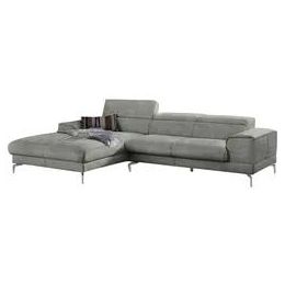 Ecksofa W.Schillig "piedroo" Sofas Gr. B/H/T: 303cm x 70cm x 193cm, Stoff S37, Longchair links, mit Kopfteilverstellung-ohne Sitztiefenverstellung, grau (grey s37) Kopfteilverstellung, wahlweise mit Sitztiefenverstellung, Breite 303cm