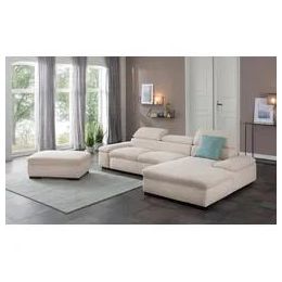 Ecksofa Home Affaire "Alberto L-Form" Sofas Gr. B/H/T: 286cm x 73cm x 174cm, Luxus-Microfaser weich, Recamiere rechts, ohne Bettfunktion, beige (creme) mit Kopfteilverstellung, wahlweise Bettfunktion