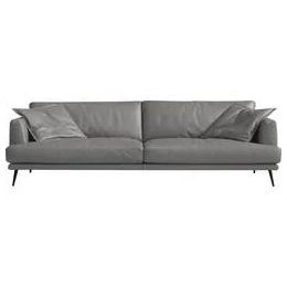 2,5-Sitzer Egoitaliano "Sophia, Designsofa mit extrakomfortablem Sitzkomfort" Sofas Gr. B/H/T: 214cm x 77cm x 96cm, Leder BACIO, 2,5 Sitzer, grau (zinn) Daunenfederung, inkl. 2 Kissen