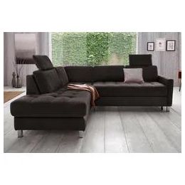 Sit & More Ecksofa SIT & MORE "Pablo L-Form", schwarz, B:233cm H:78cm T:196cm, Struktur fein (100% Polyester), Struktur (100% Polyester), Sofas, wahlweise mit Bettfunktion