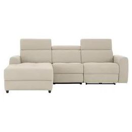 Ecksofa Home Affaire "Sentrano, L-Form" Sofas Gr. B/H/T: 275cm x 82cm x 164cm, Struktur fein, Recamiere links, mit motorischer Relaxfunktion-mit USB-Anschluss, beige 275 cm, man. o. elektr. Relaxfunktion und USBKopfverstellung