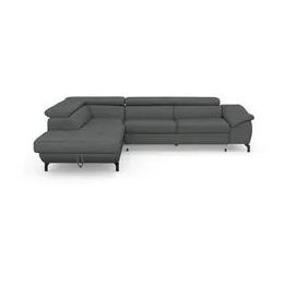 Ecksofa COTTA "Famous L-Form" Sofas Gr. B/T: 279 cm x 228 cm, Struktur grob, Armlehne rechts-Ottomane links, ohne Bettfunktion-ohne Bettkasten, grau (stone) in modernem Design