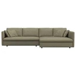 Ecksofa FLEXLUX "Lovane" Sofas Gr. B/H/T: 290cm x 84cm x 185cm, Bouclé, Chaiselongue rechts, grün (fall green) Weich & anschmiegsam, große Sitztiefe auf Kaltschaum, Dekokissen inkl.