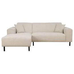 Ecksofa Home Affaire "ARROS L-Form" Sofas Gr. B/H/T: 235cm x 81cm x 163cm, Struktur, Recamiere links, beige (creme) incl. loser Zierkissen, Maße BTH: 23516381 cm, auch in Cord