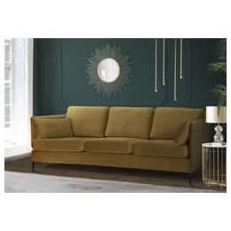 3-Sitzer LEONIQUE "Light" Sofas Gr. B/H/T: 190cm x 83cm x 92cm, Samtstoff, braun (goldbraun) inklusive loser Zierkissen, mit schmalen Armlehnen und Teleskopfüßen