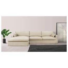 Ecksofa LeGer Home by Lena Gercke "Sölve L-Form" Sofas Gr. B/H/T: 320cm x 86cm x 175cm, Baumwoll-/Leinenmix, Recamiere links, beige (natur) mit optischer Husse, weicher Sitzkomfort