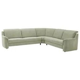 Ecksofa VILLA BECK "Garda L-Form" Sofas Gr. B/H/T: 245cm x 90cm x 91cm, Microfaser-Flock, langer Schenkel rechts, mit Kopfteilverstellung, grün (4 lind) inklusive Kopfteilverstellung, Stellmaß 277x245cm