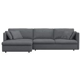 Ecksofa FLEXLUX "Lovane" Sofas Gr. B/H/T: 290cm x 84cm x 182cm, Bouclé, Chaiselongue links, blau (navy blau) Weich & anschmiegsam, große Sitztiefe auf Kaltschaum, Dekokissen inkl.