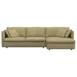 Ecksofa FLEXLUX "Lovane" Sofas Gr. B/H/T: 290cm x 84cm x 182cm, Bouclé, Chaiselongue rechts, gelb (mustard yellow) Weich & anschmiegsam, große Sitztiefe auf Kaltschaum, Dekokissen inkl.