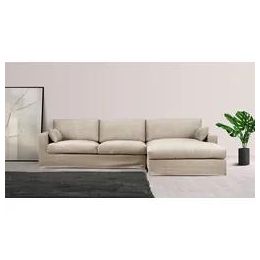 Ecksofa LeGer Home by Lena Gercke "Sölve L-Form" Sofas Gr. B/H/T: 320cm x 86cm x 175cm, Material, Recamiere rechts, beige (creme) mit optischer Husse, weicher Sitzkomfort