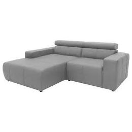 Ecksofa DOMO collection "Brandon kleine Ausführung B/T/H: 214/100/80 cm" Sofas Gr. B/H/T: 211cm x 80cm x 175cm, Leder, Recamiere links, ohne Nierenkissen, grau (hellgrau) Mit Kopfteilverstellung, auch in Leder und Cord, L-Form