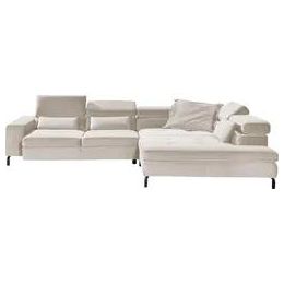 Ecksofa Gallery M BRANDED BY MUSTERRING "Felicia Due L-Form" Sofas Gr. B/H/T: 312cm x 82cm x 218cm, Leder BAX, Longchair rechts, ohne Sitzvorzug, beige (creme-weiß) Wahlweise mit Sitzvorzug, inkl. Kopfteilverstellung, Sitzhöhe 43 cm