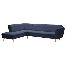 Ecksofa Tom Tailor HOME "New Wave Chic" Sofas Gr. B/H/T: 261cm x 81cm x 181cm, Bouclé SCO, Ottomane links, blau (blue sco 46) Breite 261 cm, Tiefe 181 cm