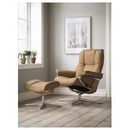 Relaxsessel stressless "Mayfair" Sessel Gr. Leder PALOMA, Cross Base Eiche, Relaxfunktion-Drehfunktion-PlusTMSystem-Gleitsystem-BalanceAdaptTM, B/H/T: 79cm x 102cm x 73cm, braun (taupe paloma) mit Cross Base, Größe S, M & L, Holzakzent Eiche