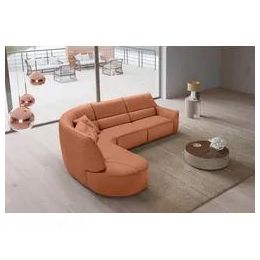 Ecksofa Egoitaliano "Puffy" Sofas Gr. B/H/T: 330cm x 88cm x 205cm, Leder BULL, Ottomane links, Ohne Relaxfunktion, rot (brick) mit Ottomane, wahlweise und ohne elektrischer Relaxfunktion