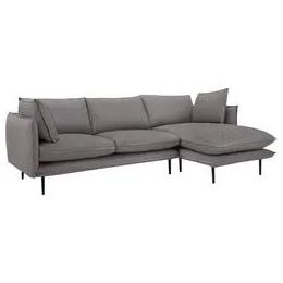 Ecksofa Inosign "Somba L-Form", grau (hellgrau), B:255cm H:88cm T:103cm, Struktur fein (100% Polyester), Filzoptik (100% Polester), Sofas, mit dickem Keder, Ottomane wahlweise links oder rechts