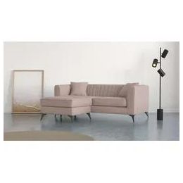 Ecksofa Places of Style "MATTHEW B/T/H: 201/162/74 cm, ideal für kleine Räume" Sofas Gr. B/H/T: 201cm x 74cm x 162cm, Samt, Ottomane links, beige L-Form, feine Steppung im Rücken, incl. Zierkissen