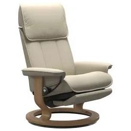 Relaxsessel stressless "Admiral" Sessel Gr. Leder BATICK, PowerTM Leg & Back-ohne Akku-Classic Base Eiche, B/H/T: 87 cm x 101 cm x 78 cm, beige (cream batick) verstellbar, optional 2-motorisch, Größe M & L, Gestell Eiche