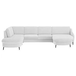 Sit & More Wohnlandschaft SIT & MORE "Soul U-Form" Sofas Gr. B/H/T: 372cm x 90cm x 239cm, Flachgewebe, Ottomane links, ohne Funktion, weiß (silber) wahlweise mit Bett und Bettkasten