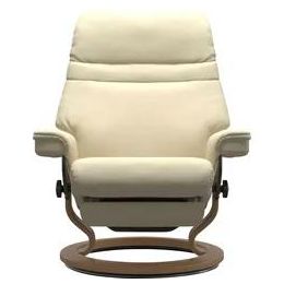 Relaxsessel stressless "Sunrise" Sessel Gr. Leder PALOMA, PowerTM Leg & Back-mit Akku-Classic Base Eiche, Relaxfunktion-Drehfunktion-Integrierte Fußstütze-PlusTMSystem, B/H/T: 79cm x 103cm x 78cm, beige (vanilla paloma) elektrisch verstellbar, optional 2-motorisch, Größe M & L